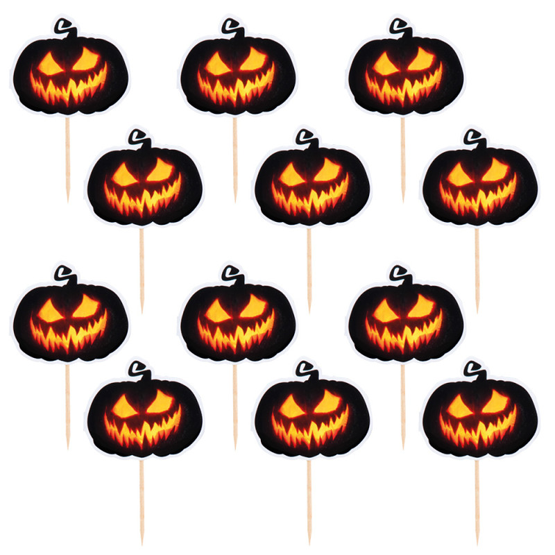 Grossiste Set 12 Batonnets cocktail Creepy Pumpkin (12 cm) | Réservé ...