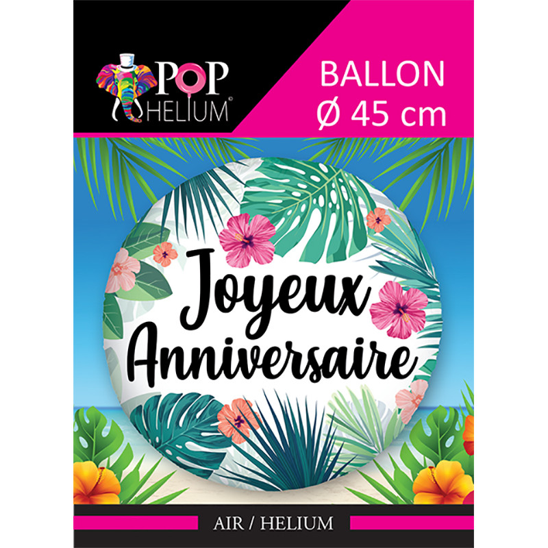 Grossiste Ballon Foil 45cm Joyeux Anniversaire Tropical | Réservé aux ...