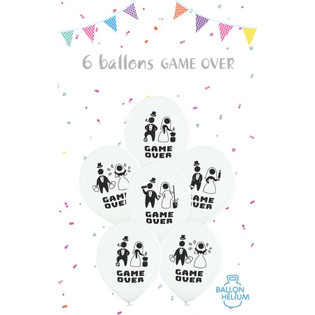 Grossiste 6 Ballons latex GAME OVER 30 cm | Réservé aux professionnels ...