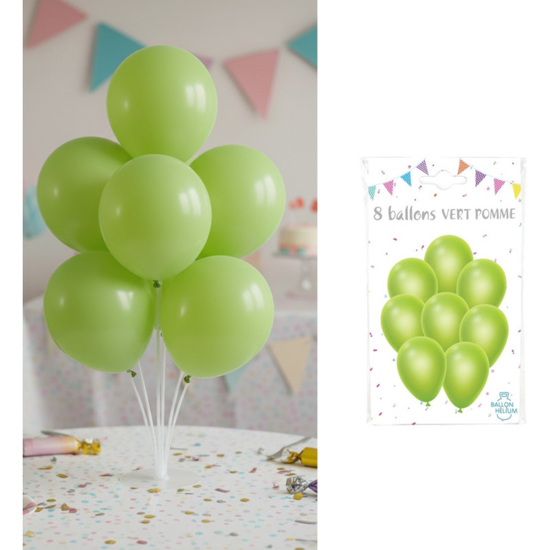 Grossiste 8 Ballons vert pomme 30 cm | Réservé aux professionnels | CDA
