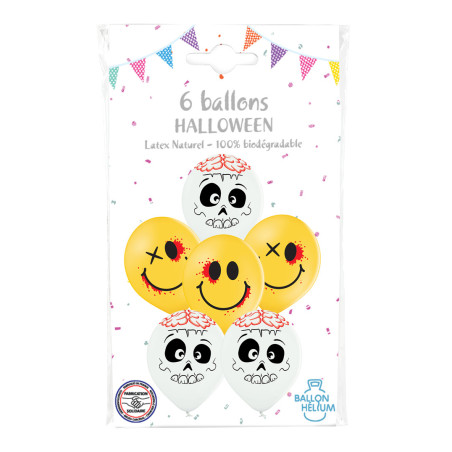 Grossiste 6 Ballons latex 30 cm Creepy Smiley | Réservé aux ...