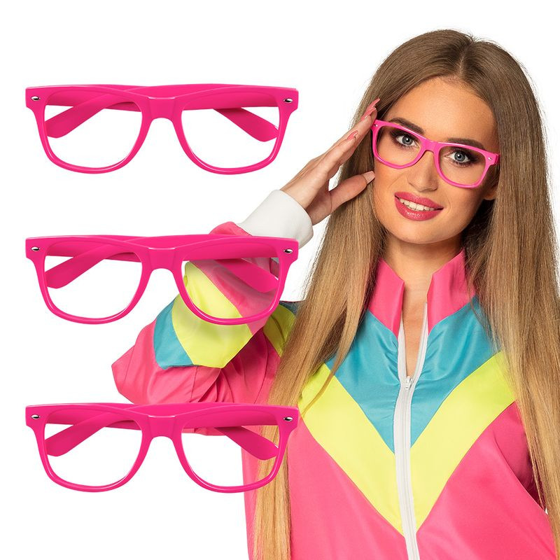 Grossiste Set 3 Lunettes Party rose fluo | Réservé aux professionnels | CDA