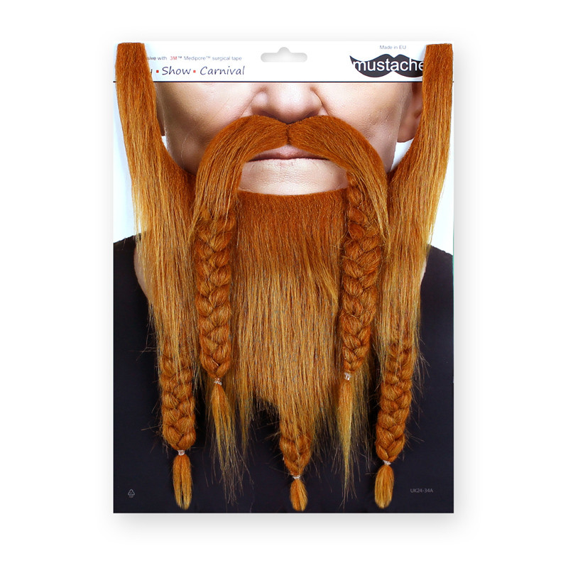Grossiste Barbe + moustache Captain Viking longue Rousse (061 ...